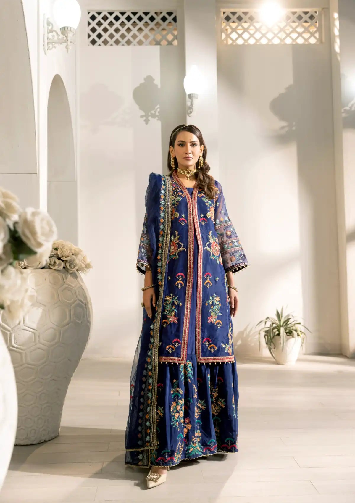 Mehroz-e-Rah By Anam Pret'24 D-10-Navy Blue – Mohsin Saeed Fabrics