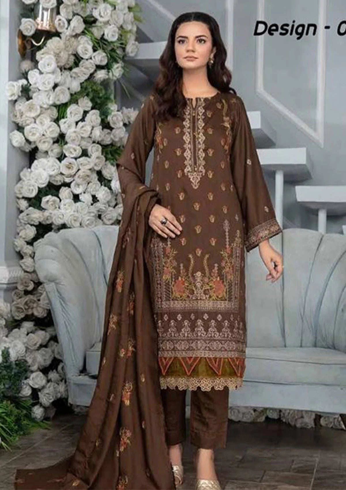 Alif Airjet Slub Emb Linen'23 Vol-41 D-01 – Mohsin Saeed Fabrics