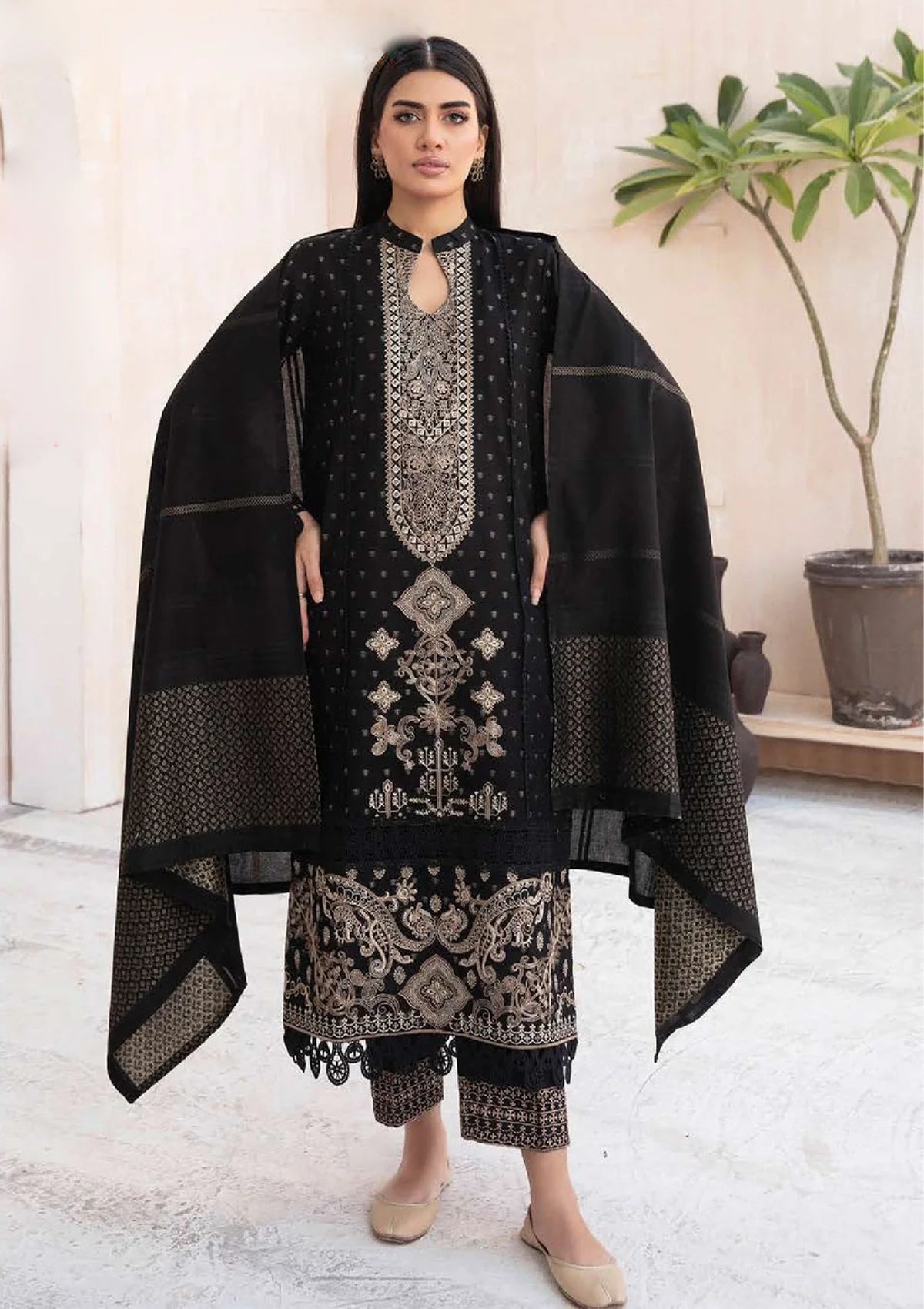 Johra Sofia Emb Jacquard Khaddar'23 Jh-379 – Mohsin Saeed Fabrics