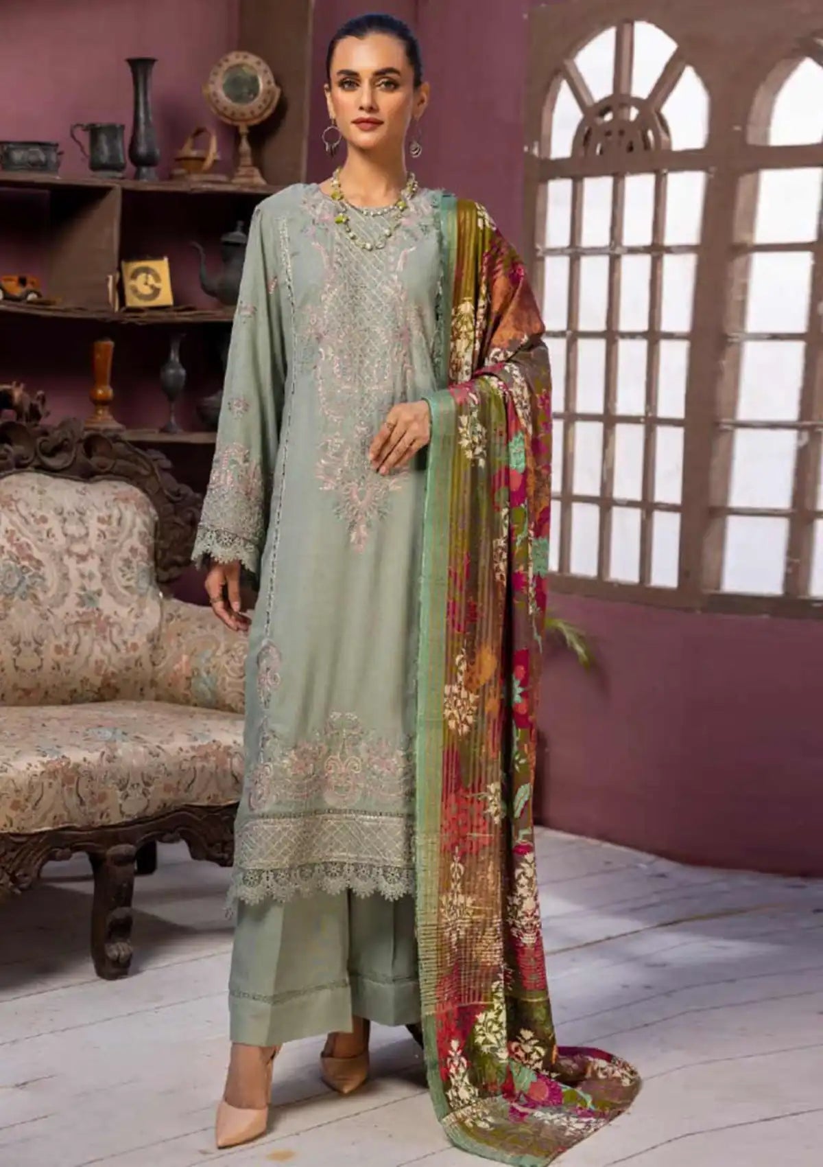 Khoobsurat Riwaj Emb Peach Leather'23 RE-05 – Mohsin Saeed Fabrics