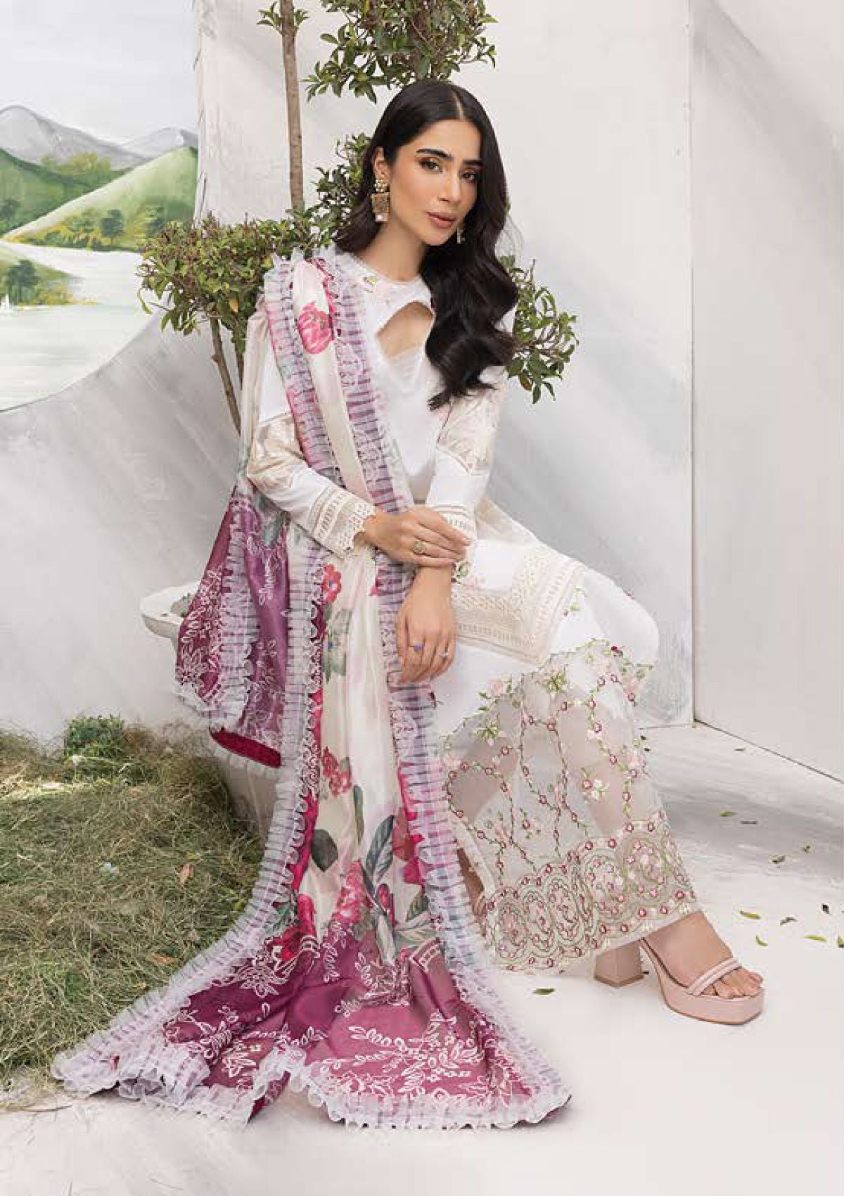 Asifa & Nabeel Aleyna Summer V-2'23-(WHITE LILY) – Mohsin Saeed Fabrics