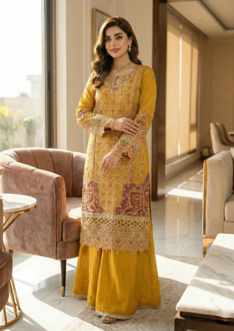 Diara Couture Aaraish'25 ZAFIA - US-646 - MUSTARD – Mohsin Saeed Fabrics