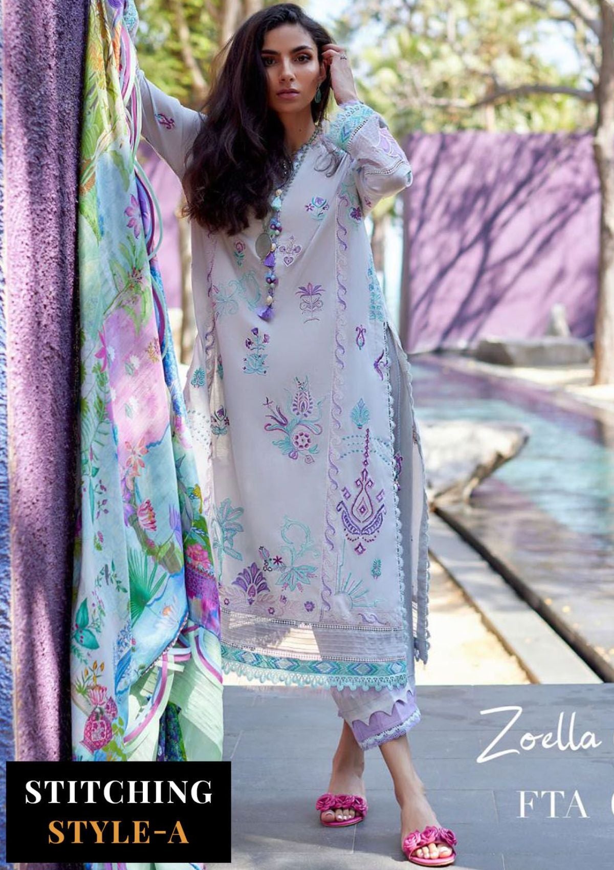 Suay by Farah Talib Emb Lawn'24 D-08 Zoella Grey – Mohsin Saeed Fabrics