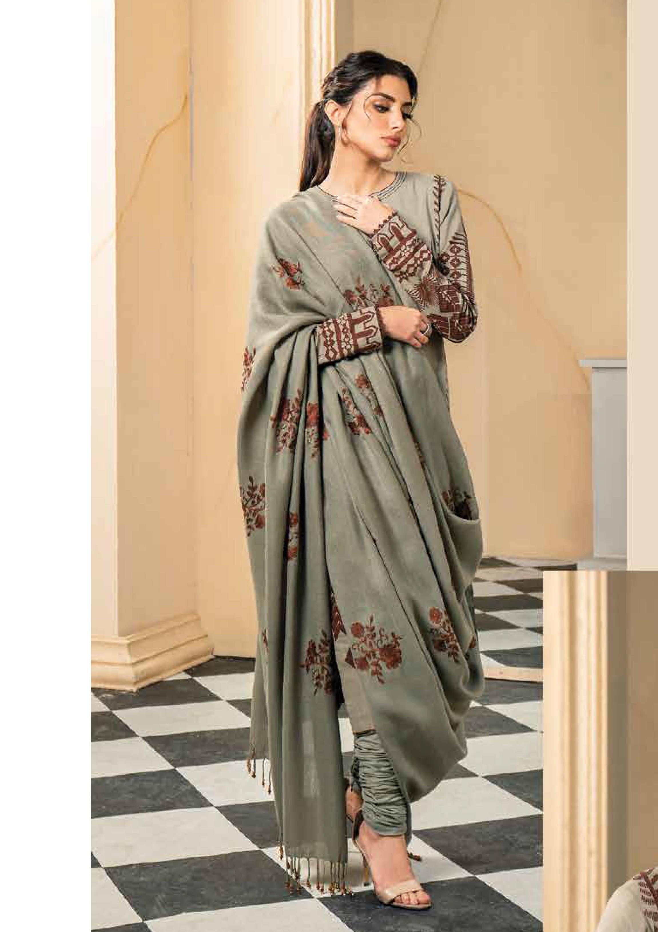 Al Karam Winter'22 Vol-01 FW-13 (Sage Green) – Mohsin Saeed Fabrics